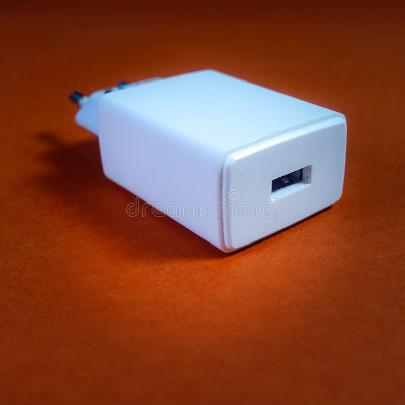 USB Socket in White Electrical Plug or Socket, Isolated in Orange ...