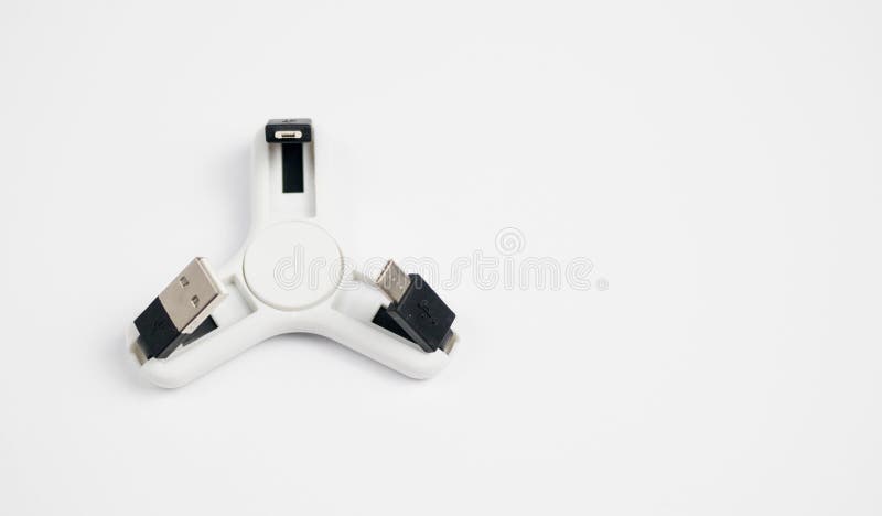 Usb Spinner. Top View Of Composition With Spinner. Flat Lay White ...