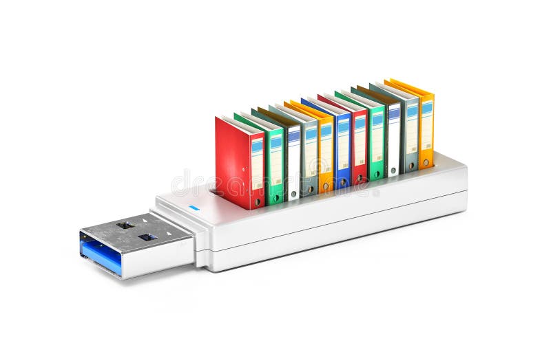 USB Stick with Folders for Paper Stock Illustration - Illustration of ...