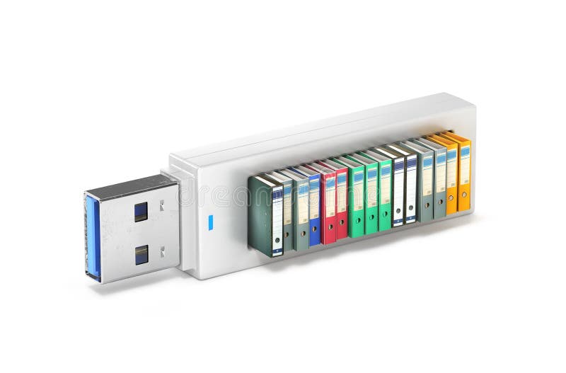 USB Stick with Folders for Paper. Stock Illustration - Illustration of ...