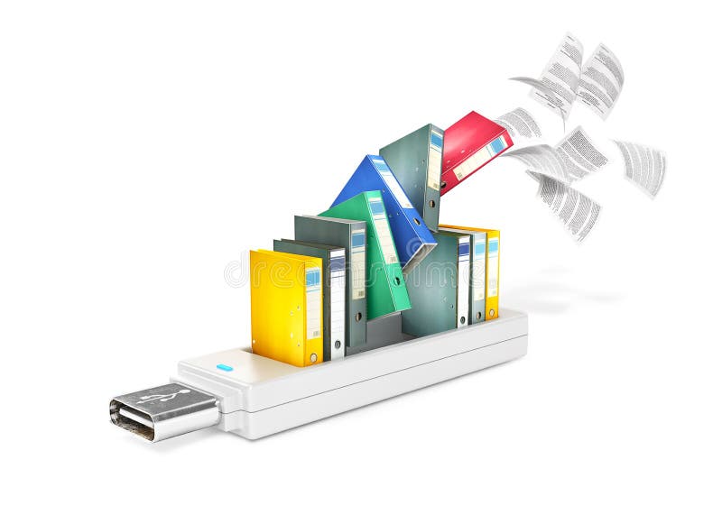 USB Stick with Folders for Paper. Stock Illustration - Illustration of ...