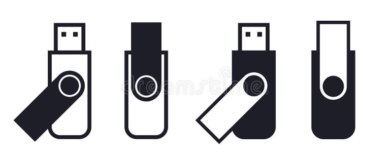 USB Stick Icons Vector Symbols Stock Vector - Illustration of plug ...