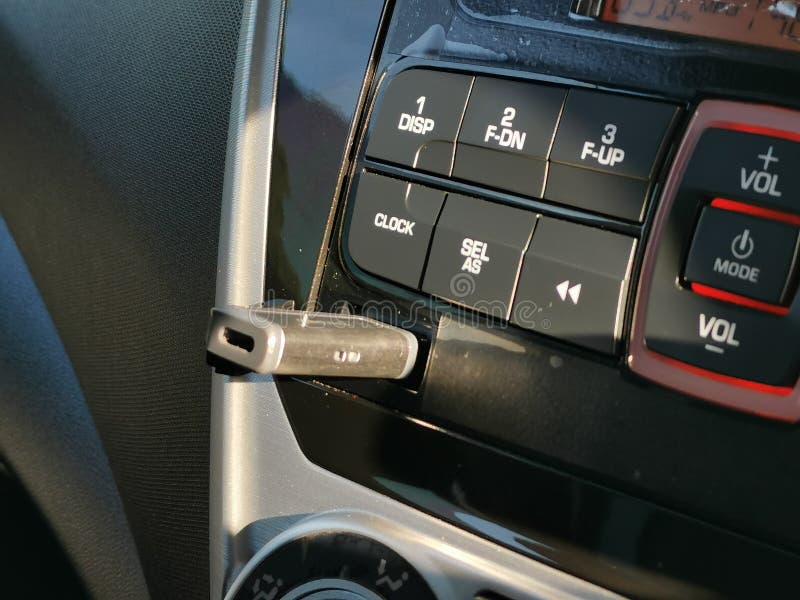 USB Stick Inserted in the Port. Stock Image - Image of automotive ...