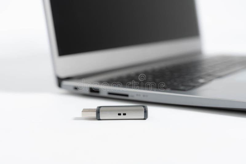 USB Stick and Interface of a Notebook Stock Photo - Image of desktop ...