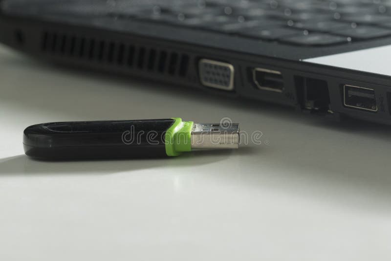 Usb stick and laptop stock image. Image of laptop, white - 74895571