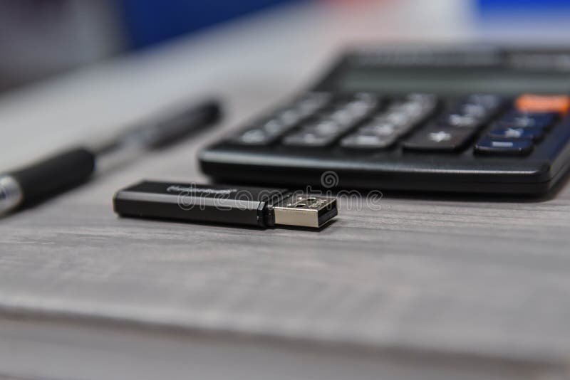 Usb Stick, Pen and Calculator in the Office Stock Photo - Image of ...