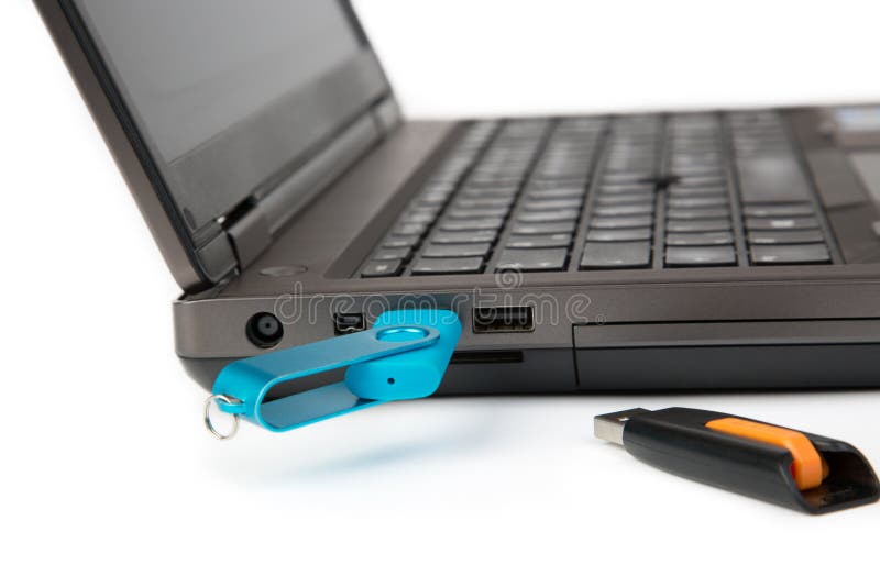 USB Stick Plugged into a Notebook Stock Image - Image of communication ...