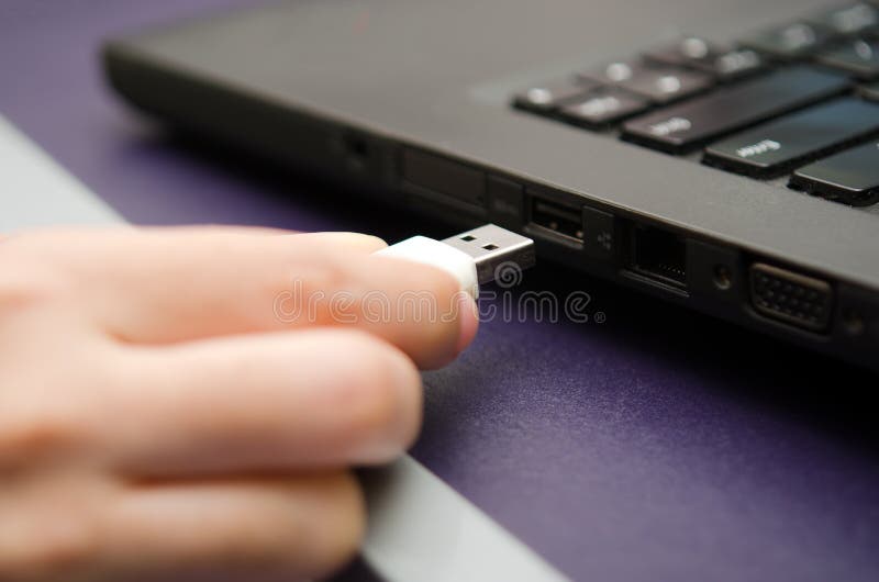 USB Stick or USB Thumb Drive with Virus Plug in To Laptop Computer Port ...