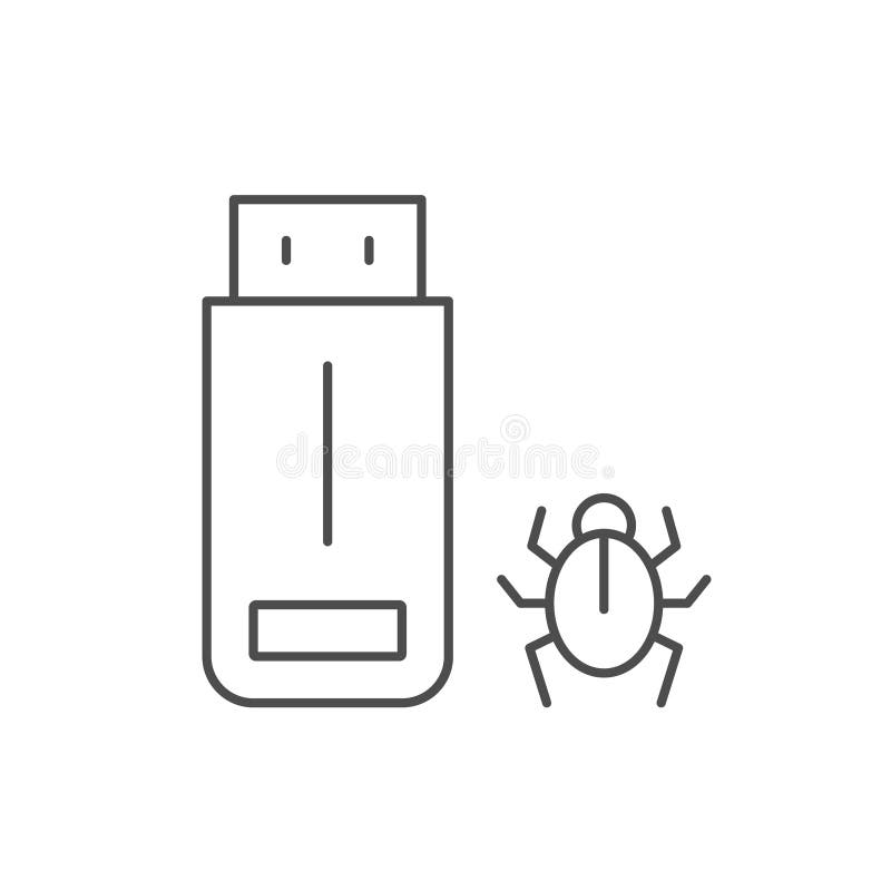 USB stick virus line icon stock illustration. Illustration of file ...