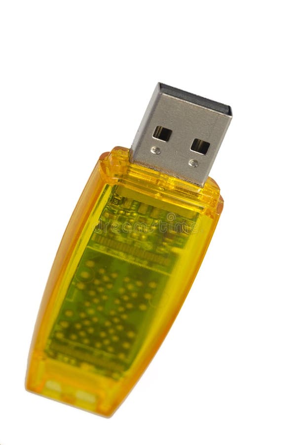 Yellow USB thumb drive stock image. Image of gigabytes - 42727609