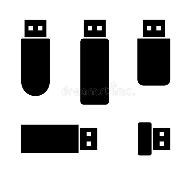 USB Sticks Different Shapes Vector Icon Stock Vector - Illustration of ...