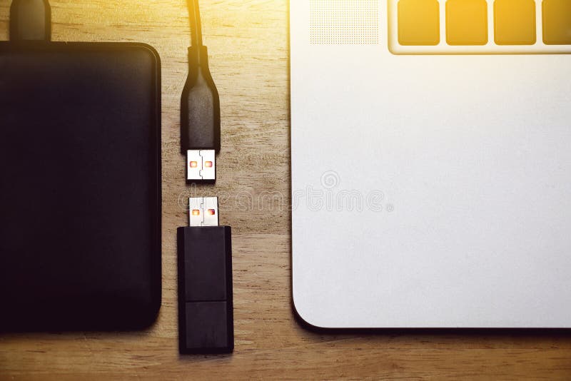 Usb Storage Data, Flash Drive and External Hard Disk. Stock Photo ...