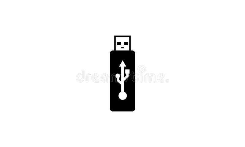 USB Storage Device Black and White Flat Icon on White Background Stock ...