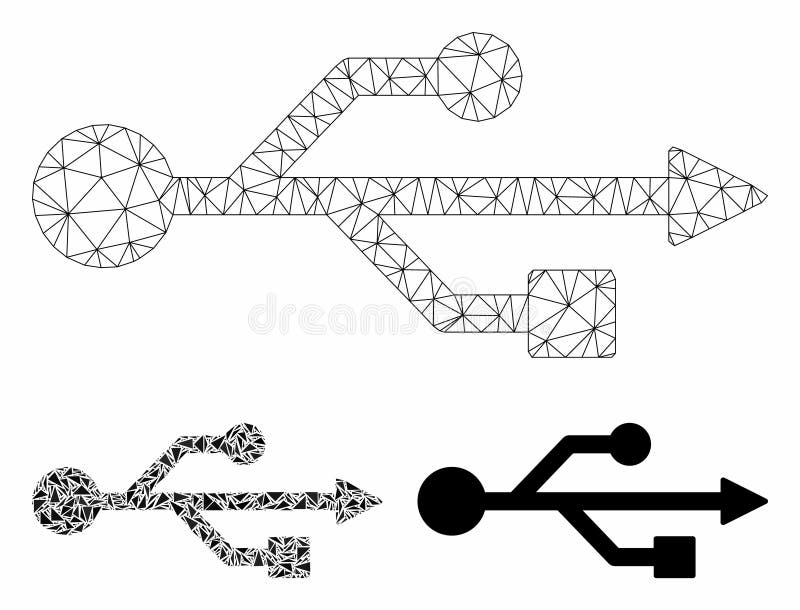 USB Symbol Vector Mesh 2D Model and Triangle Mosaic Icon Stock Vector ...