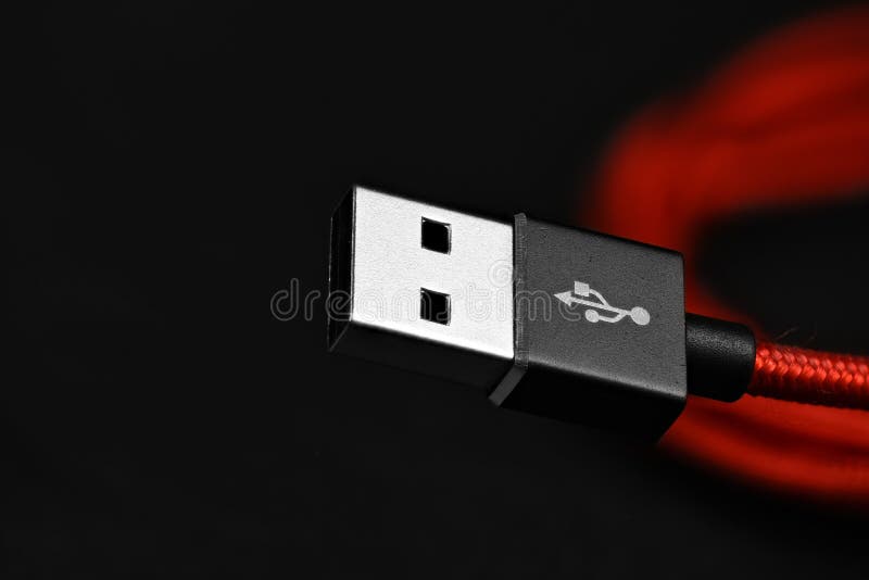 USB Tape a Cable Over Black Background Stock Photo - Image of digital ...
