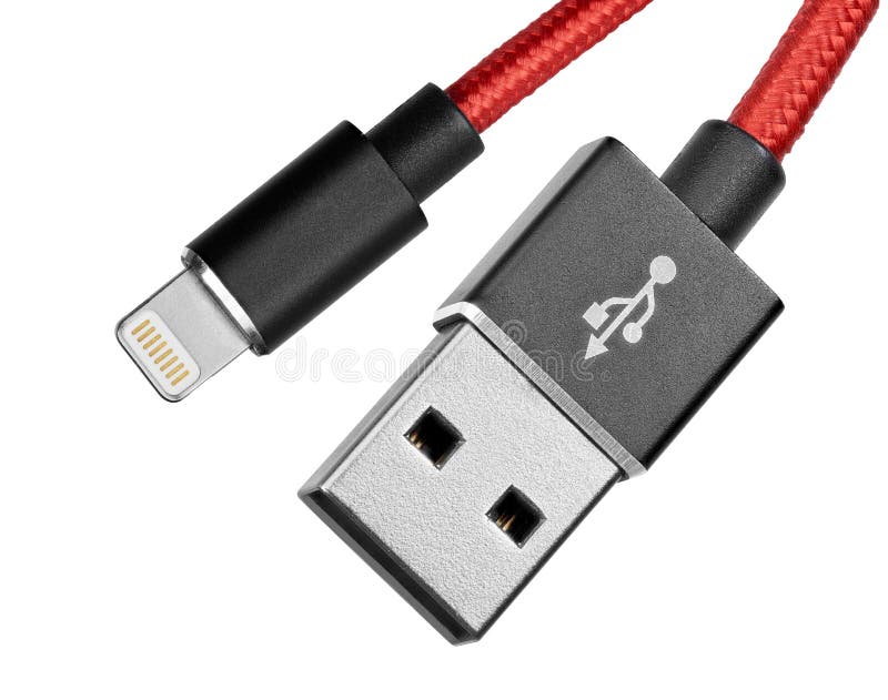 USB Tape a To Lightning Mobile Charging Cable Isolated Stock Photo ...