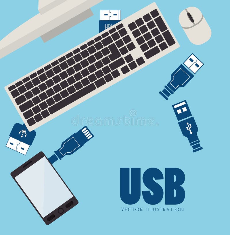 USB technology connection stock illustration. Illustration of blue ...