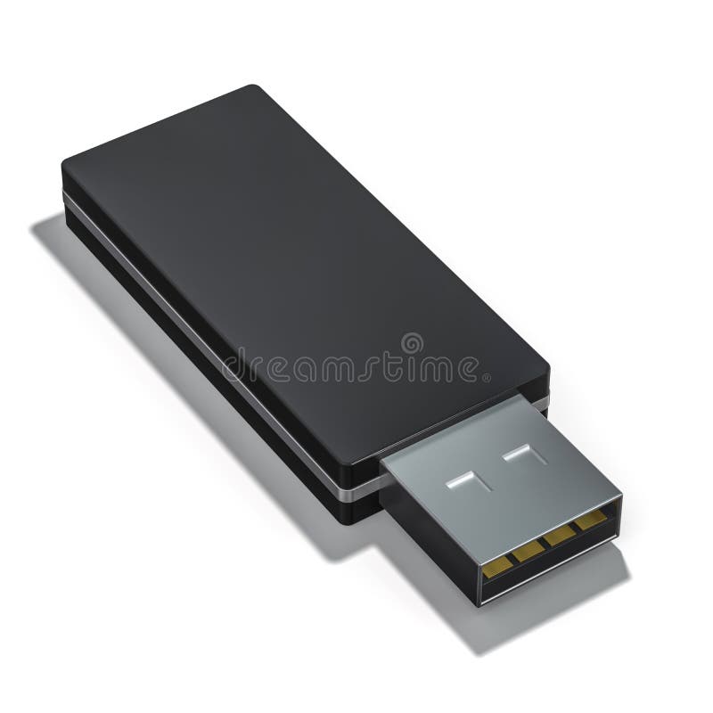 USB Thumb Drive Isolated on a White Background. 3D Stock Illustration ...