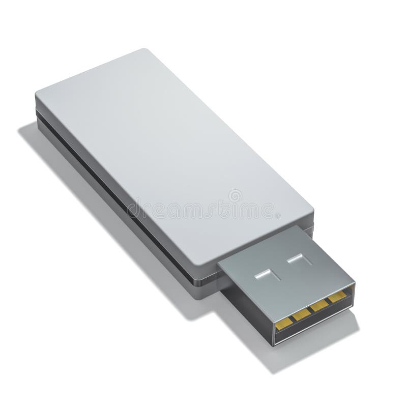 USB Thumb Drive Isolated on a White Background. 3D Stock Illustration ...