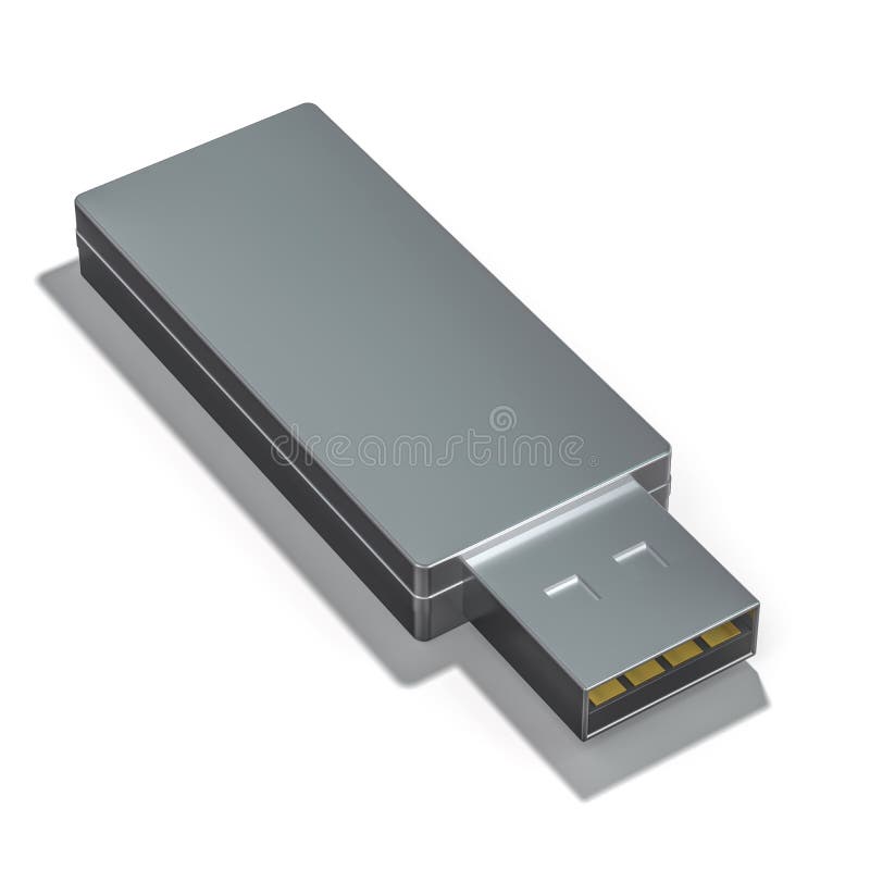 USB Thumb Drive Isolated on a White Background. 3D Stock Illustration ...