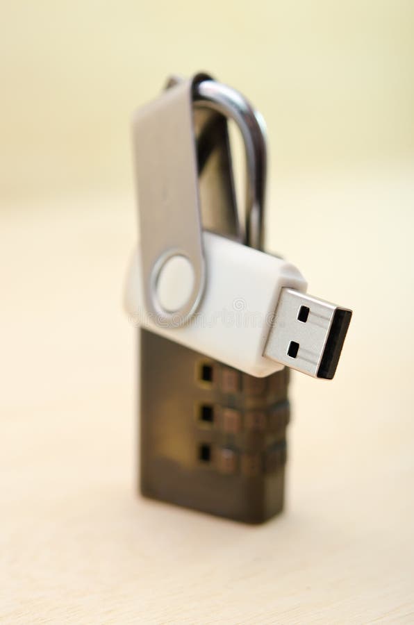 USB Thumb Drive with Key Lock Stock Image - Image of infection, lock ...