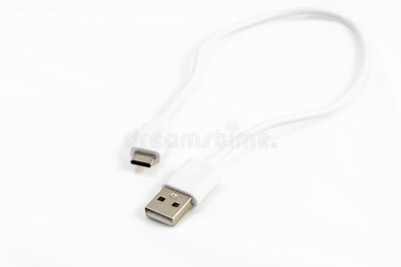 USB to USB-c white cable stock image. Image of connection - 265691575