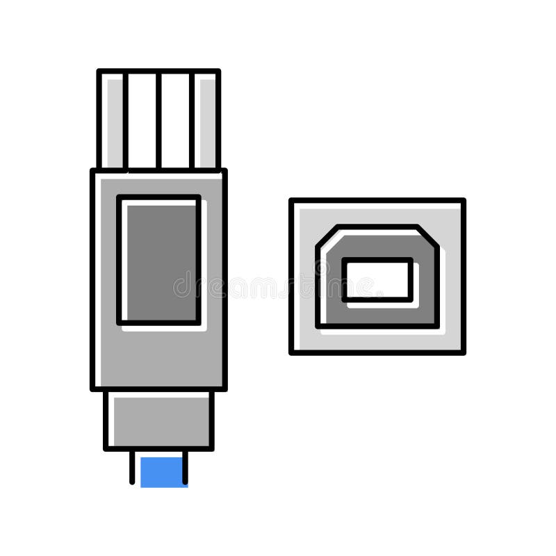 Usb Type B Color Icon Vector Illustration Stock Illustration ...