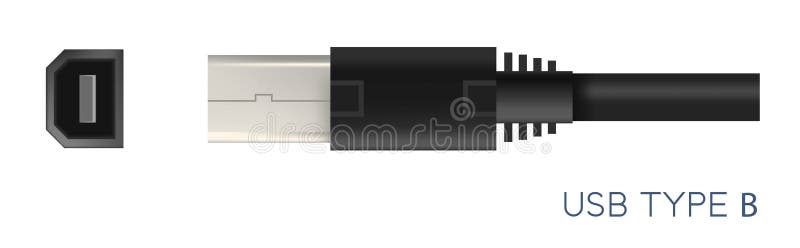 USB Type B Connector Used for Printer or Scanner Stock Illustration ...
