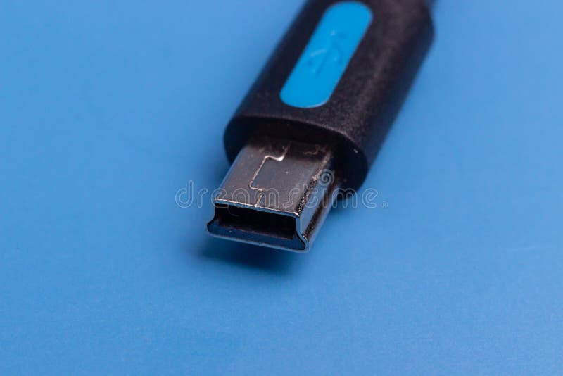 USB Type B Isolated on Blue Background Stock Image - Image of input ...