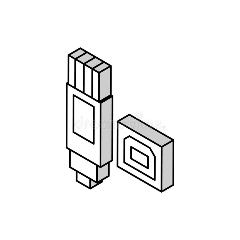 Usb Type B Isometric Icon Vector Illustration Stock Vector ...