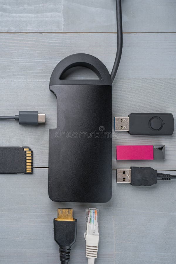 USB Type C Adapter or Hub with Various Accessories Stock Image - Image ...