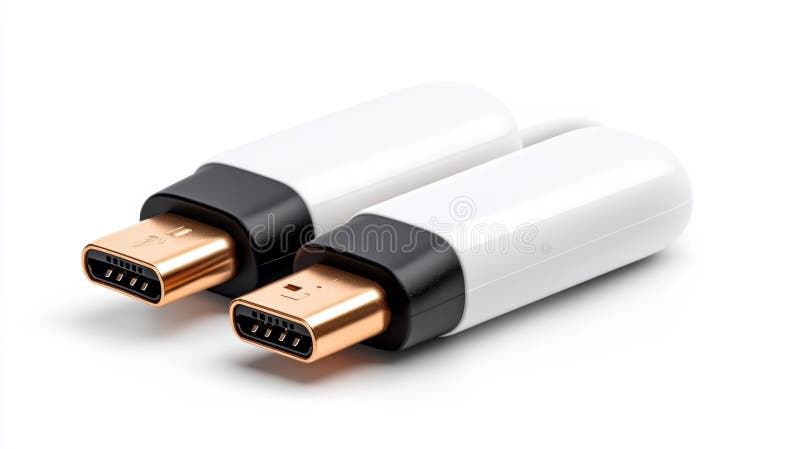 USB Type C Adapters Isolated on White Background Stock Illustration ...