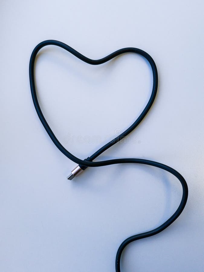 USB Type C Cable is Bent in the Shape of a Heart Stock Image - Image of ...