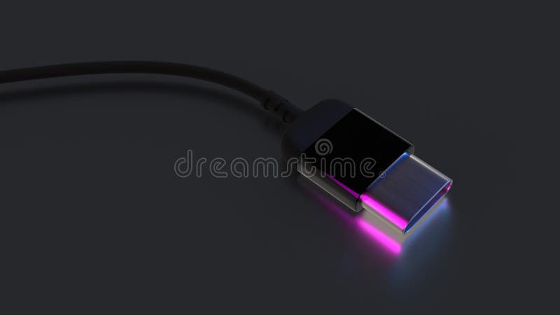 USB Type C Cable Isolated on Dark Grey 3D Computer Generated Image ...