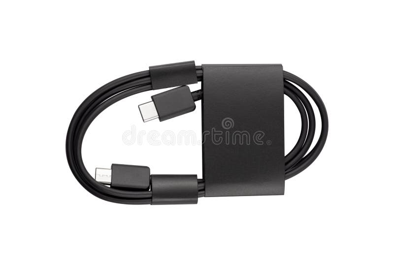 USB Type C Cable Isolated on White Background. Stock Image - Image of ...