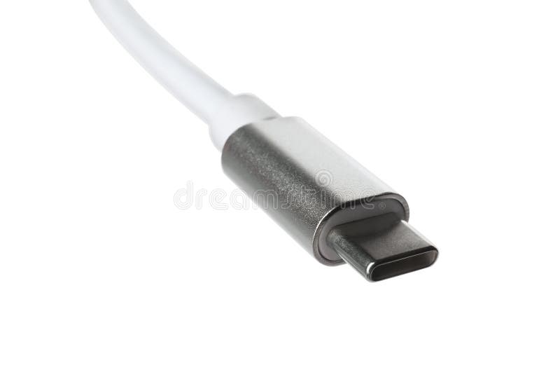 USB Type C Cable Isolated on White. Modern Technology Stock Image ...