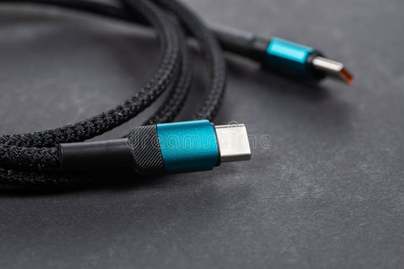 USB Type-C Cable. Mobile Data Cable. Phone Usb Connector on Dark ...