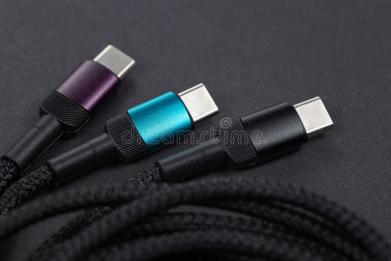 USB Type-C Cable. Mobile Data Cable. Phone Usb Connector on Dark ...