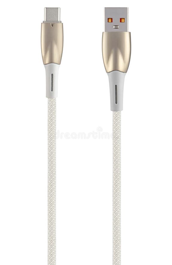 USB and Type-C Cable, on White Background in Insulation Stock Image ...