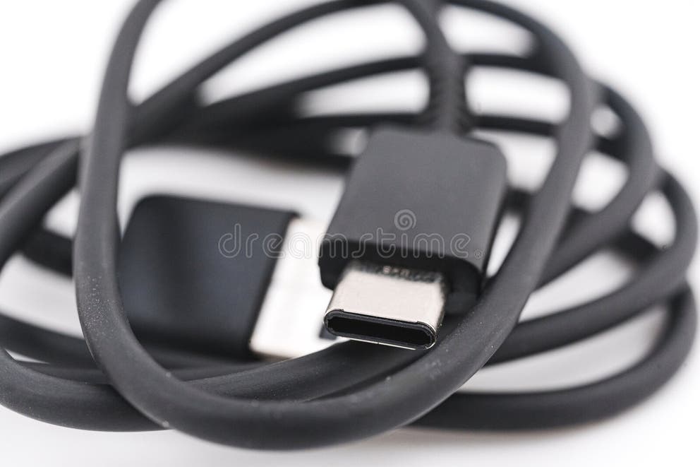 USB and Type-C Cable, on White Background Stock Photo - Image of ...