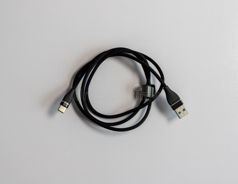 USB Type C Charging Cable Isolated on White Background Stock Photo ...