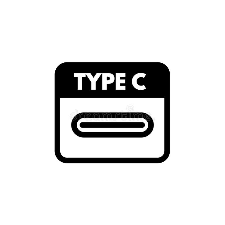 USB Type C Connector Designation - Vector Icon Stock Vector ...