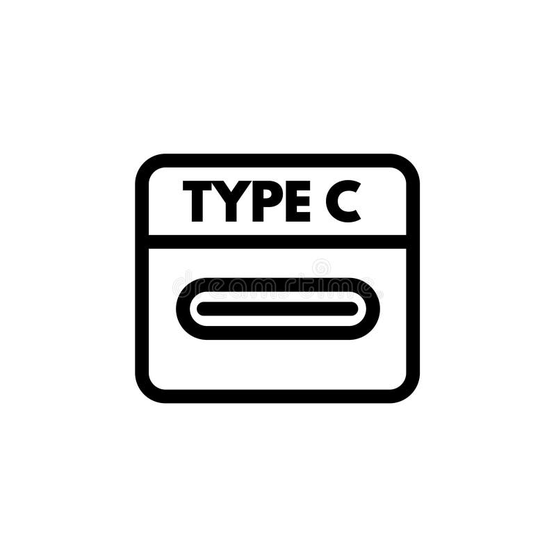 USB Type C Connector Designation - Vector Icon Stock Vector ...