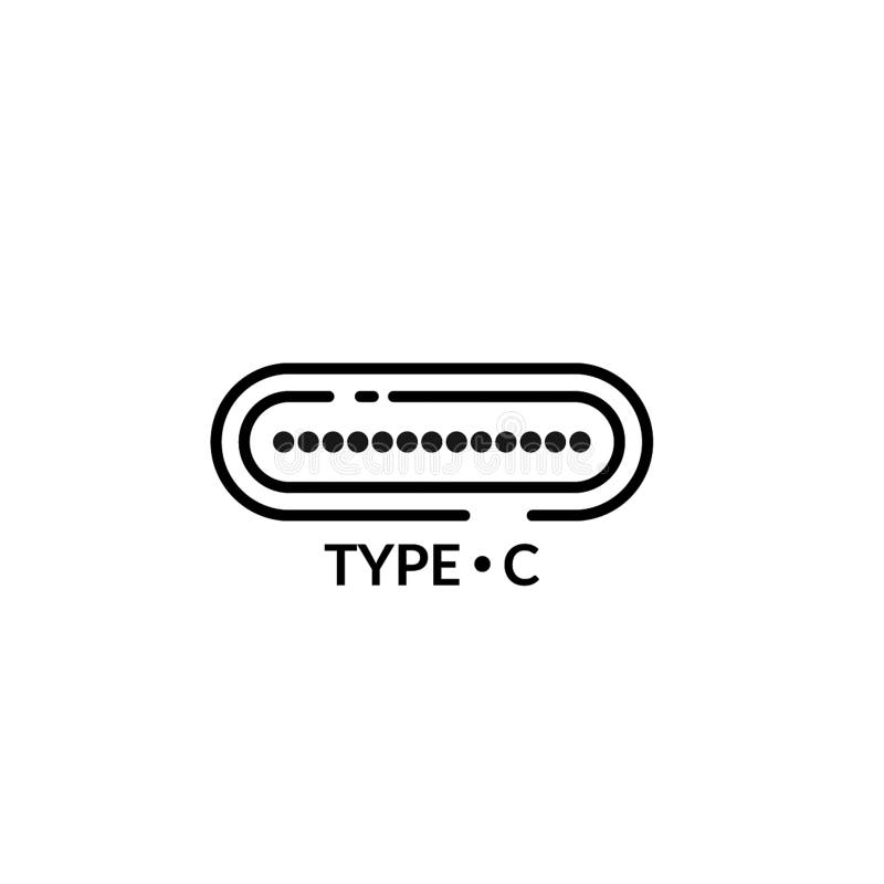 USB Type C Connector Designation - Vector Icon Stock Illustration ...