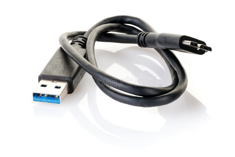 USB Type C Data & Power Cable Isolated on White Background. Close Up ...