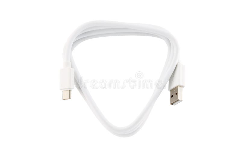 USB Type C Data and Power Cable Isolated on White Background. Close Up ...
