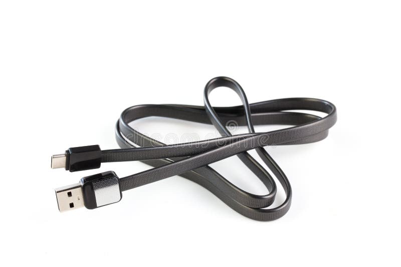 USB Type C Data & Power Cable Isolated on White Background. Close Up ...