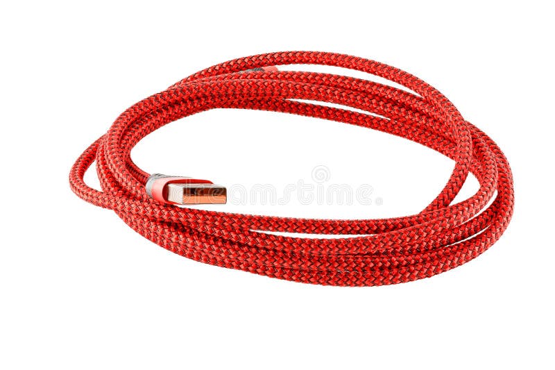 USB Type C Data & Power Cable Isolated on White Background. Full Depth ...