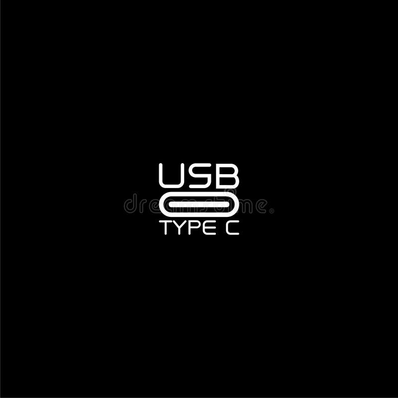 USB Type C Icon Isolated on Dark Background Stock Vector - Illustration ...
