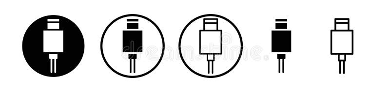 USB Type C Icon Vector Set on White Background Stock Vector ...